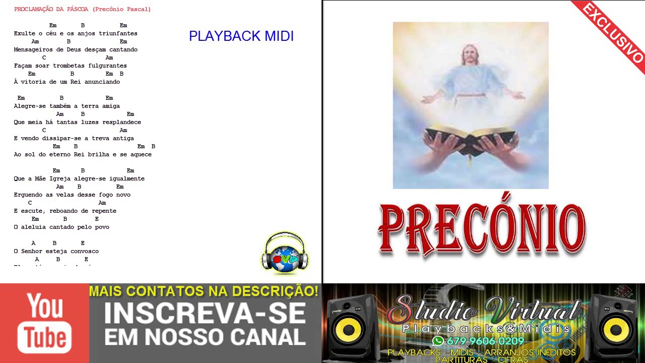 PROCLAMAÇÃO DA PÁSCOA Exulte ( Precônio Pascal ) PLAYBACK MIDI CIFRA ...