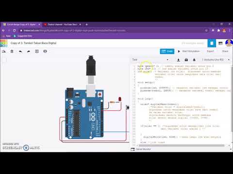 27. Simulasi Tinkercad Arduino - Tombol Tekan Baca Digital (if-else ...