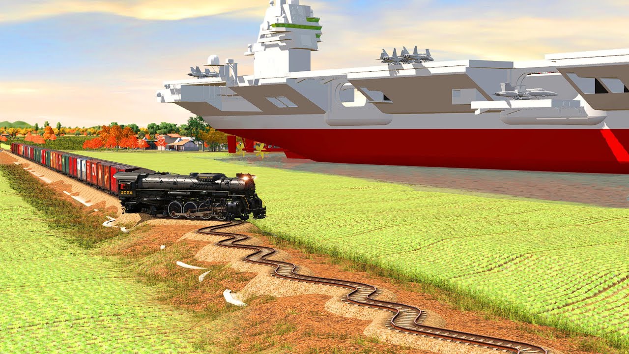 2 Colorful Train Shakes On The Messy Wavy Railroad Track-Risky Bumpy ...