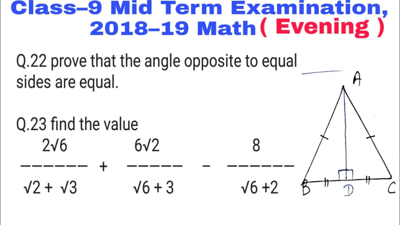 Class 9 math sa1 question paper solution 2018 evening - YouTube
