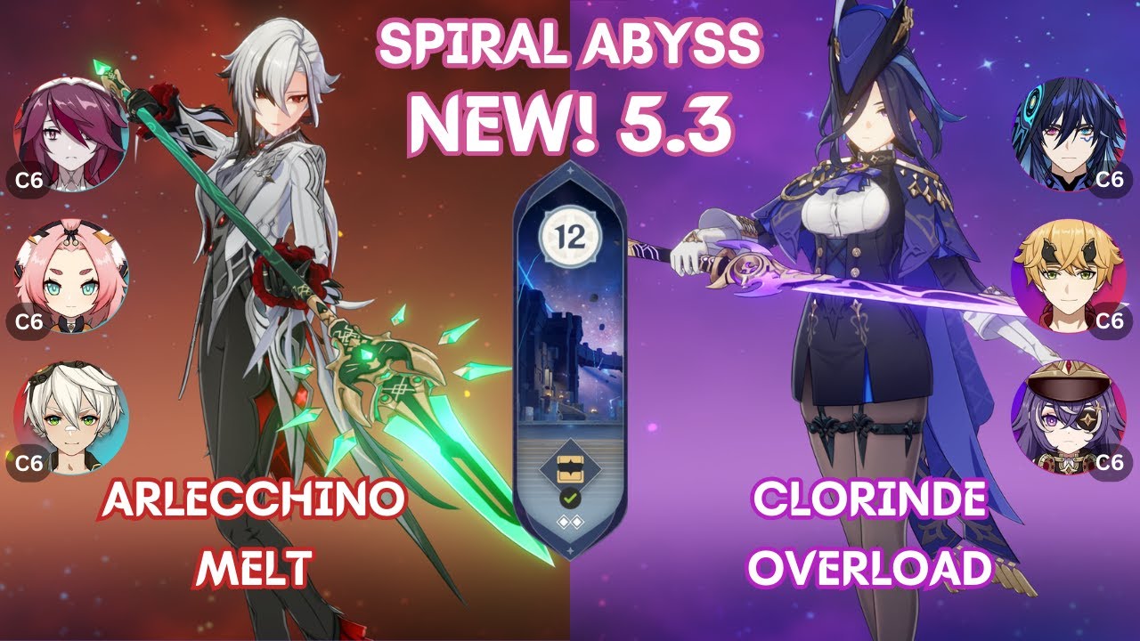 4* SUPPORTS! C1 Arlecchino Melt & C0 Clorinde Overload | 5.3 NEW Spiral ...