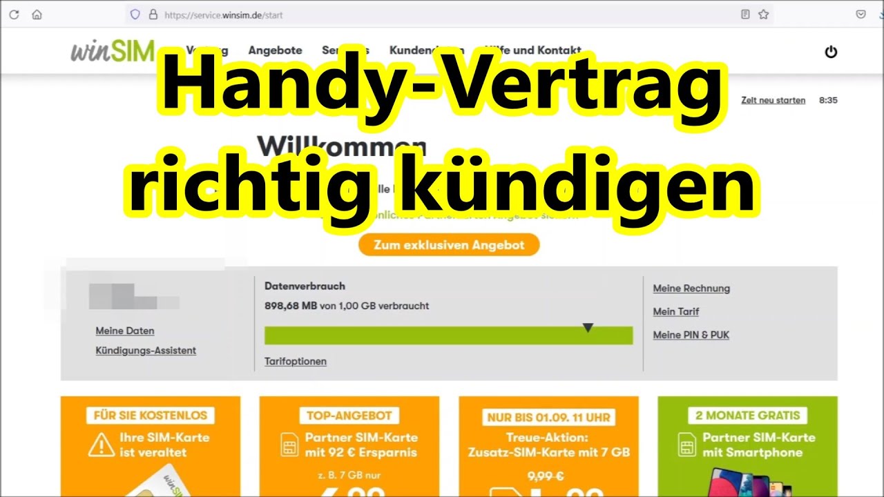 Handyvertrag kündigen winSIM Vertrag kündigen in 1 Minute online - So ...