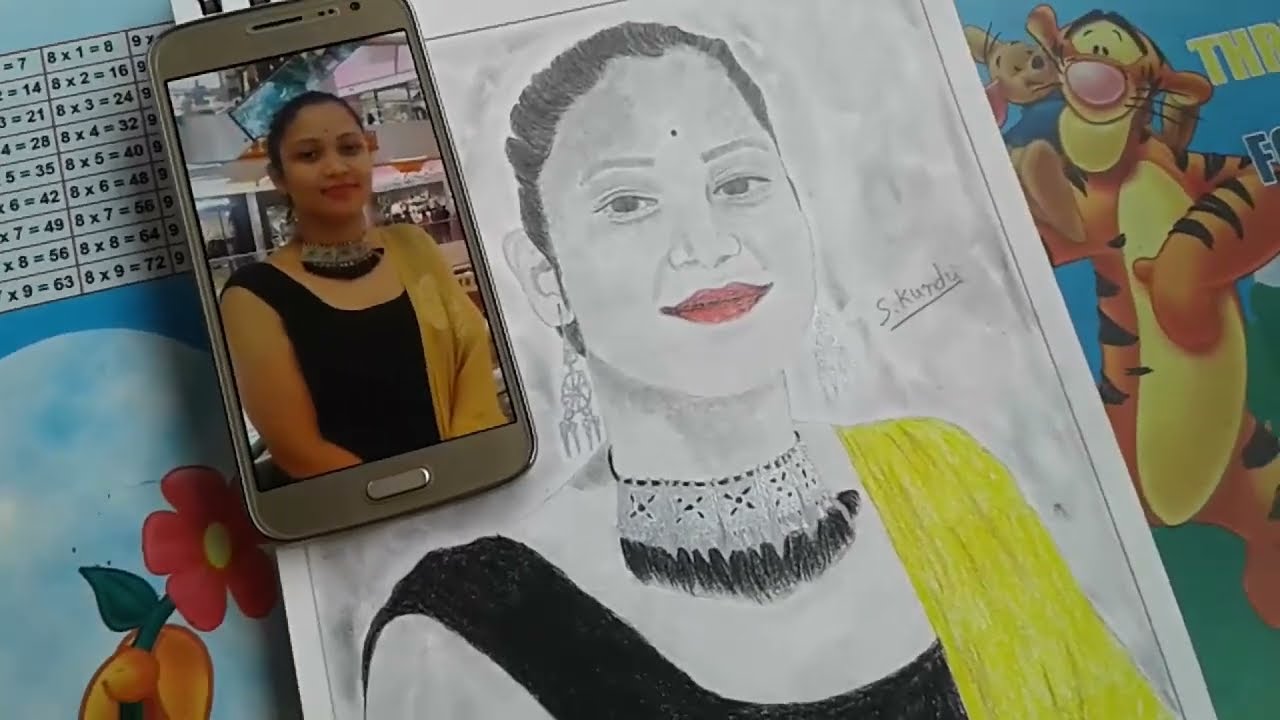 How to draw half-colourful sketch - YouTube