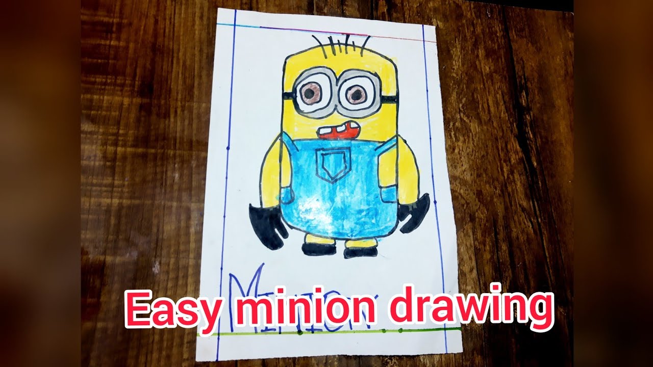 how to drawing minion easy minion drawing by Art Ayesha - YouTube