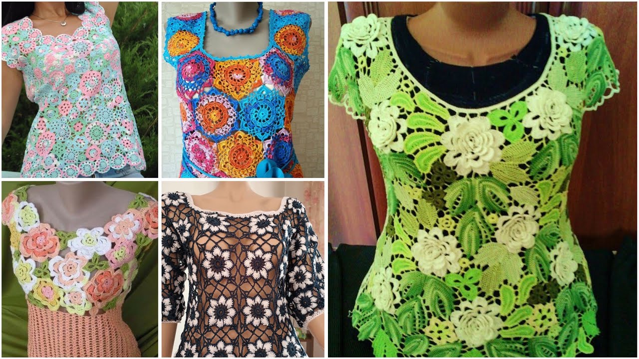 Beautiful latest crochet flower 🌸 pattern cotton thread top/tunic top ...
