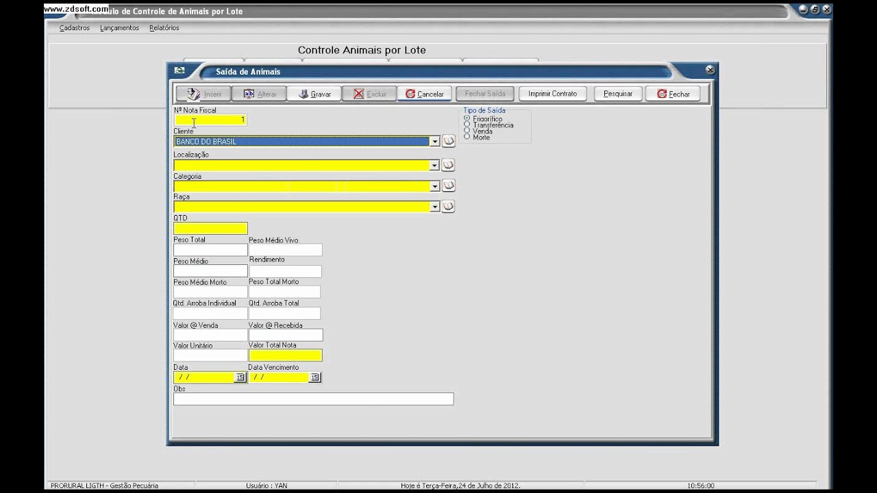 Software agropecuário - Sw-Rural Brazsoft - Módulo: Controle dos ...