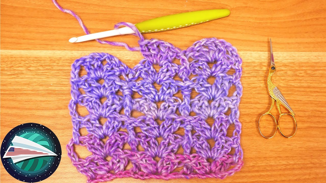 Crochet | Pattern Tutorial Double V-Stitch Variation | Learning to ...