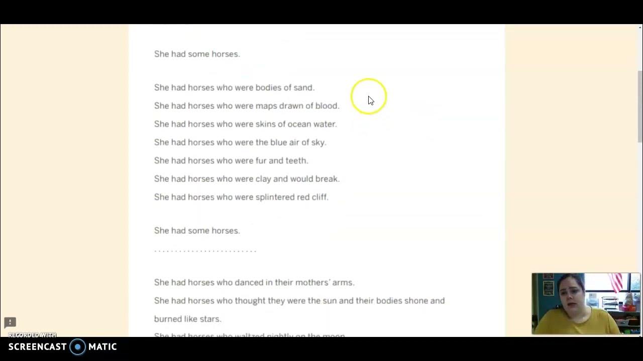 4th Grade CKLA ELA - Unit 3 Lesson 8 Poetry: From "She Had Some Horses ...