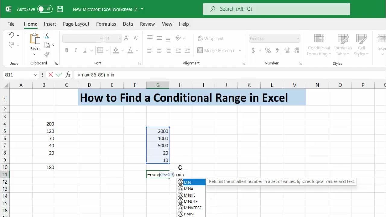 Ms Excel - Find a Conditional Range in Excel - YouTube