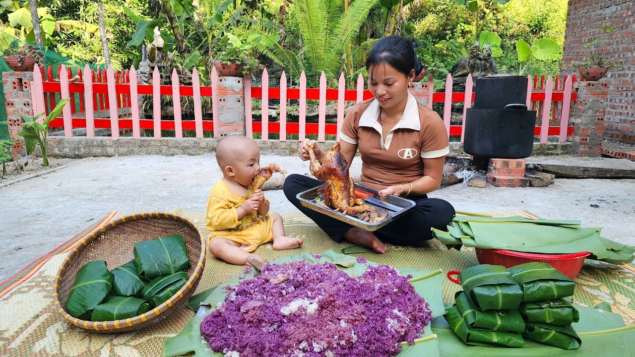 How to make five-color rice with leaves sold at the market - Grill a ...