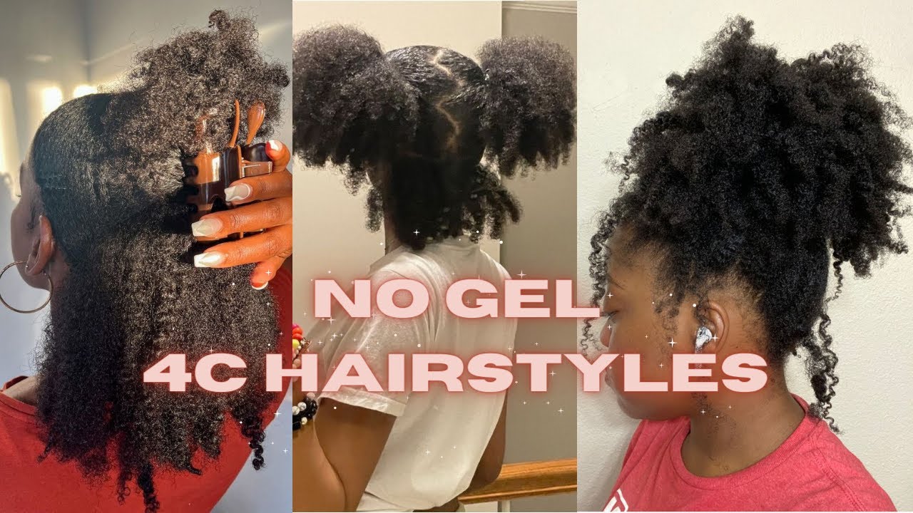 No Gel Hairstyles for 4C Hair - YouTube