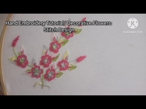 Hand Embroidery Tutorial | Decorative Flowers Stitch Design - YouTube