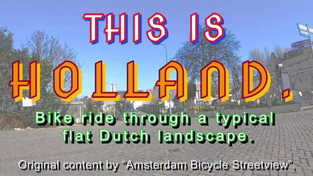 Local ride. Typical Dutch flat landscape. Country without mountains ...