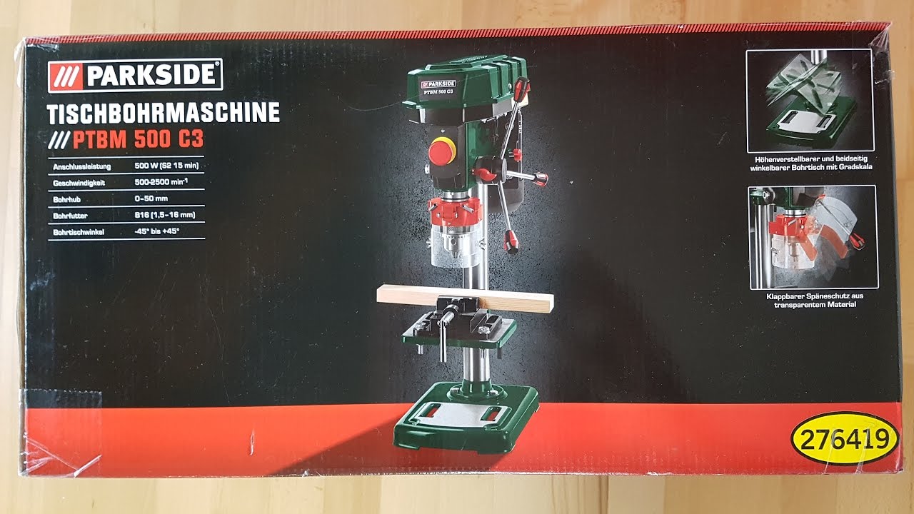 Parkside PTBM 500 C3 Tischbohrmaschine Ständerbohrmaschine, Bench Drill ...
