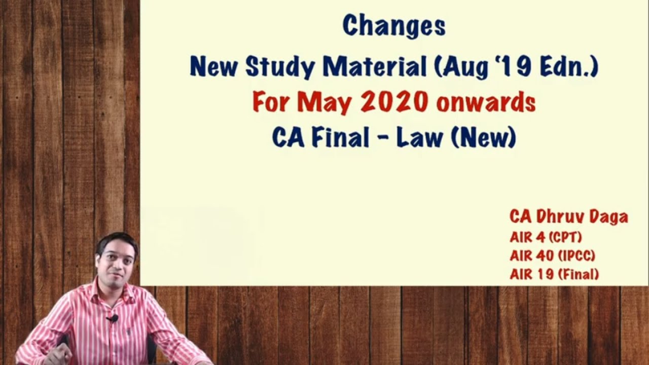 Important Update | New ICAI Study Material Changes | May 2020 Onwards ...