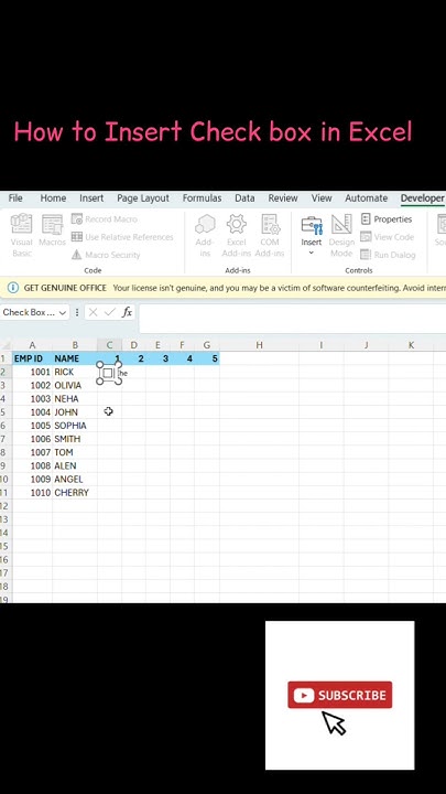 Insert Check box in Excel #explorepageexceltips #exceltricks #learning #explorepage - YouTube