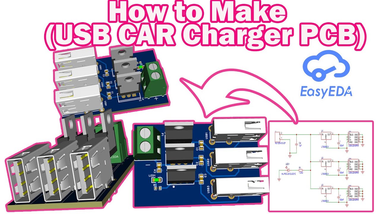 How to Make a Car USB Charger 5V | EasyEDA Tutorial | Schematic, PCB ...