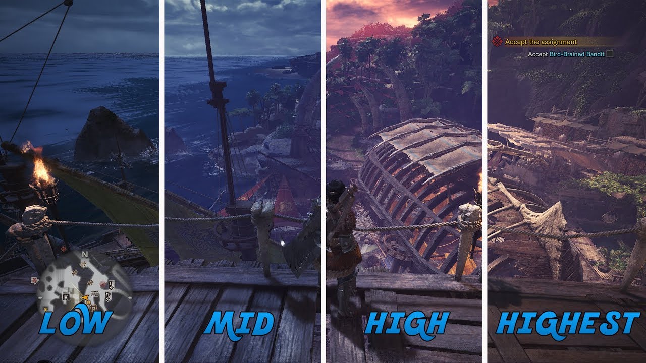 🏹 Monster Hunter World PC Graphics Settings Comparison 🔥 — LOW, MID ...