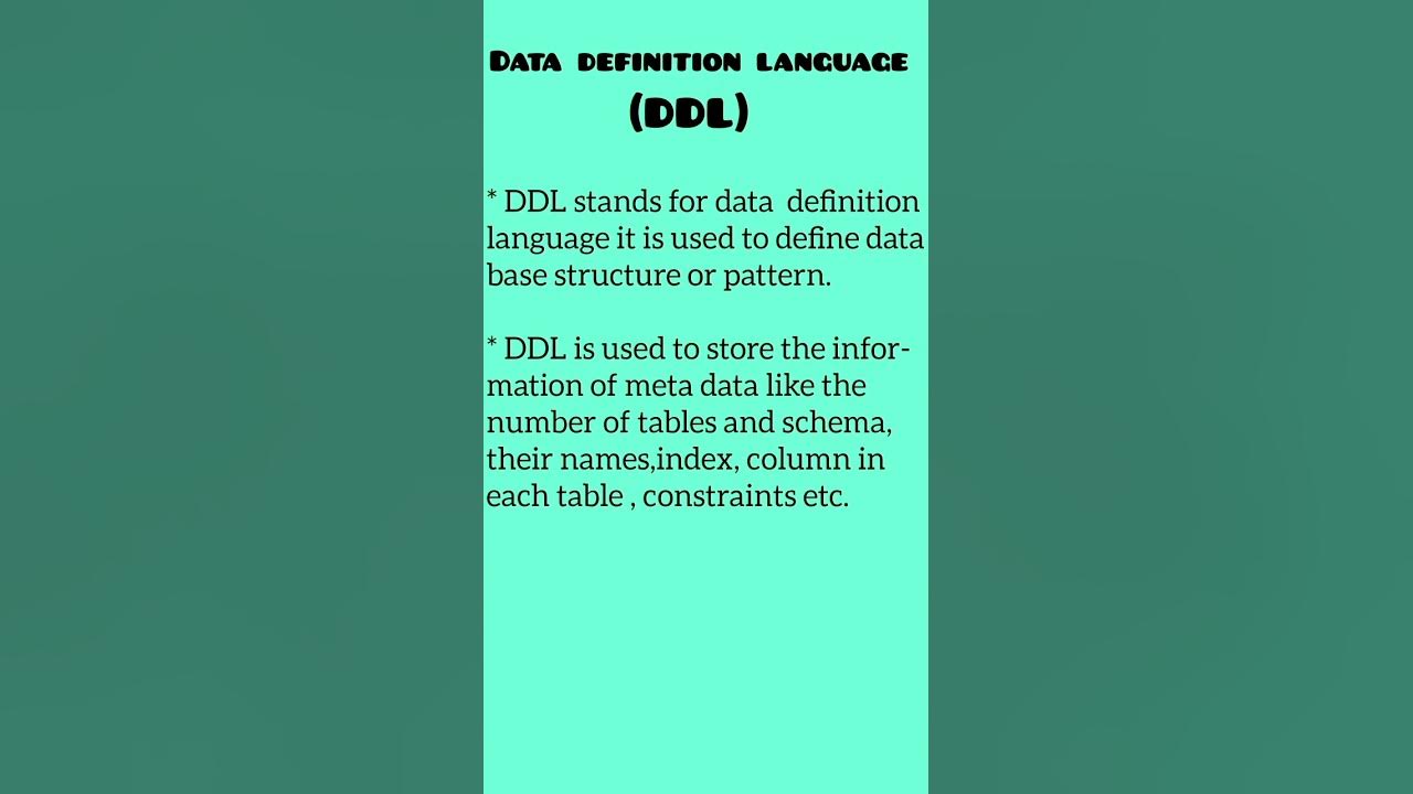 Ddl Data Definition Language In Dbms Dbmstutorials Youtube 7453