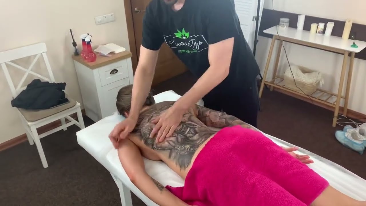 Back Massage ASMR for Inked Girl Covered With A Pink Towel , Enjoy ...