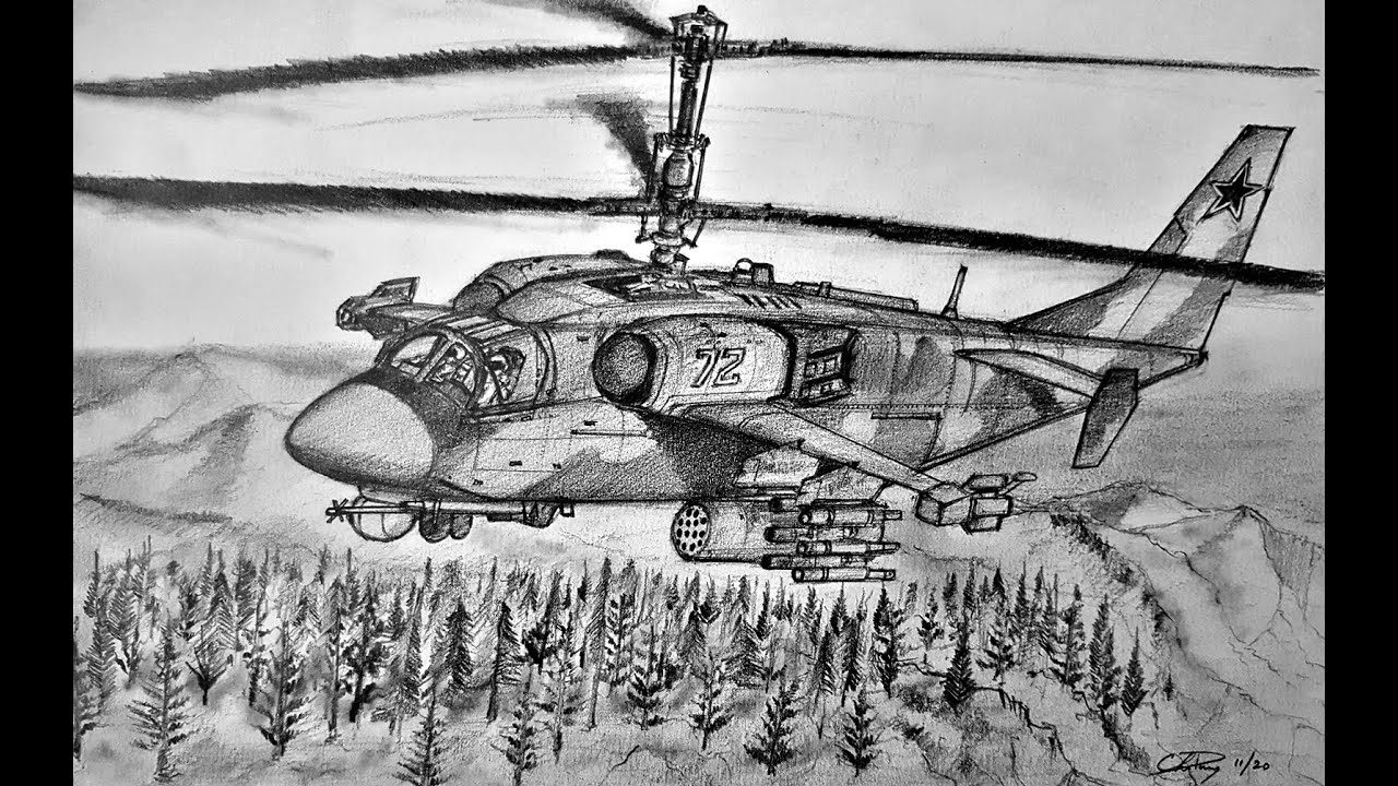Drawing a Kamov KA-52 Alligator - YouTube