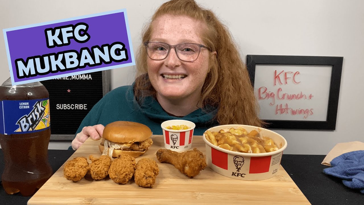 KFC- SPICY BIG CRUNCH, HOT WINGS & POUTINE MUKBANG - YouTube
