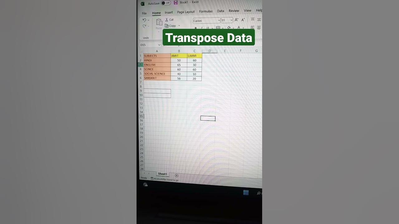 Transpose Data In Excelshortsvideo Shorts Excel Microsoftexcel Exceltutorial Excel365