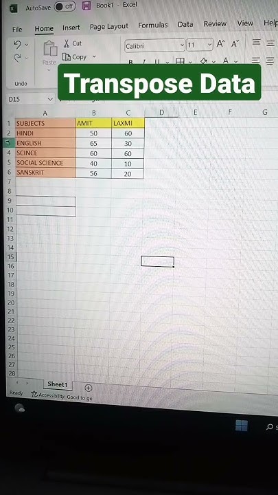 Transpose Data in Excel.#shortsvideo #shorts #excel #microsoftexcel #exceltutorial #excel365 ...