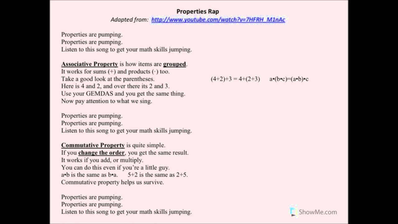 Number Properties Rap - YouTube
