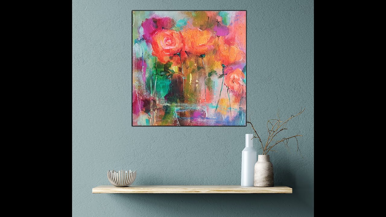 Spontaneous Abstract Floral painting /Easy Acrylic Painting/Tutorial ...