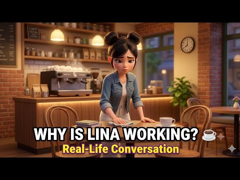 Why Is Lina Working? ☕ | Real-Life English Conversation | A1–A2 English Learners