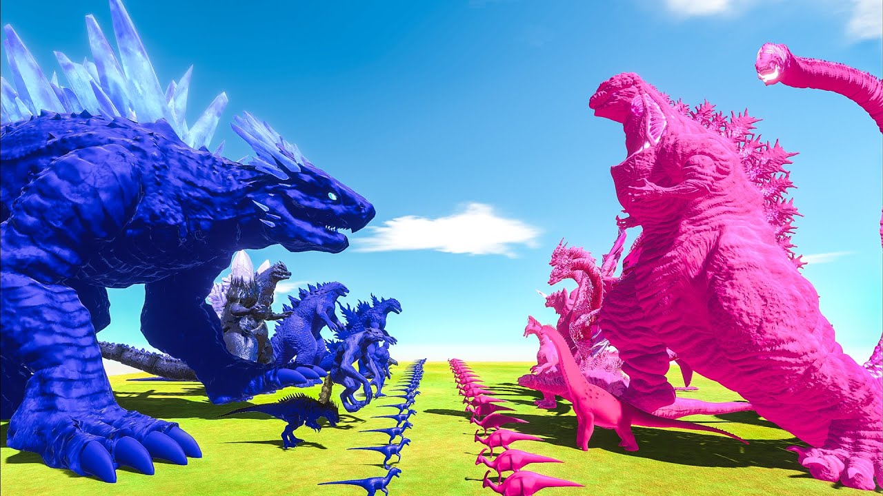 Team Dark Blue + Shimo vs Shin Godzilla + Hot Pink Team - ARBS - YouTube