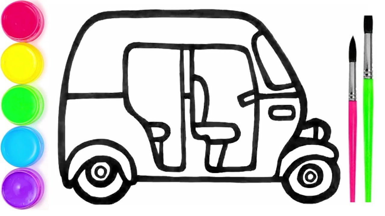 Tuk Tuk Auto Rickshaw drawing easy | How To Draw Auto Rickshaw | Auto ...