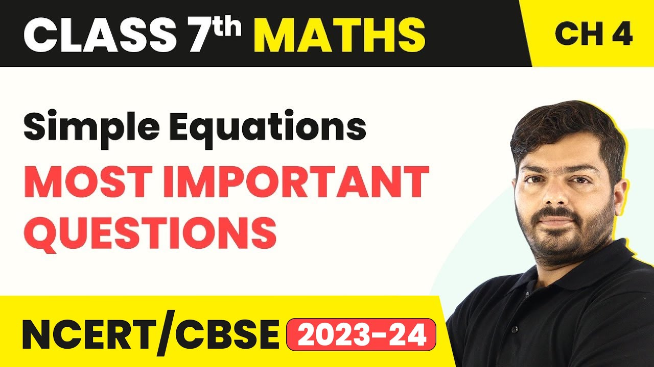 Simple Equations - Most Important Questions | Class 7 Maths Chapter 4 ...