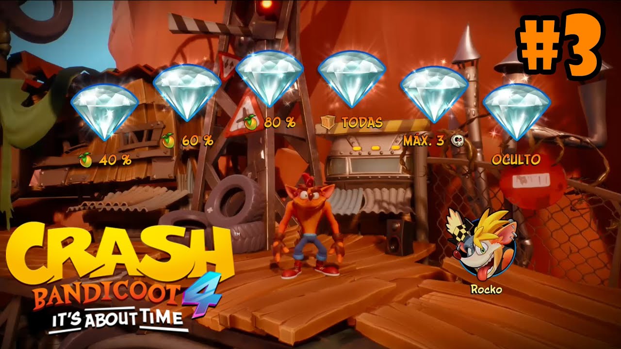 Crash Bandicoot 4 - Guía Nivel 3 "Hecho Polvo" TODAS LAS GEMAS Y CAJAS ...