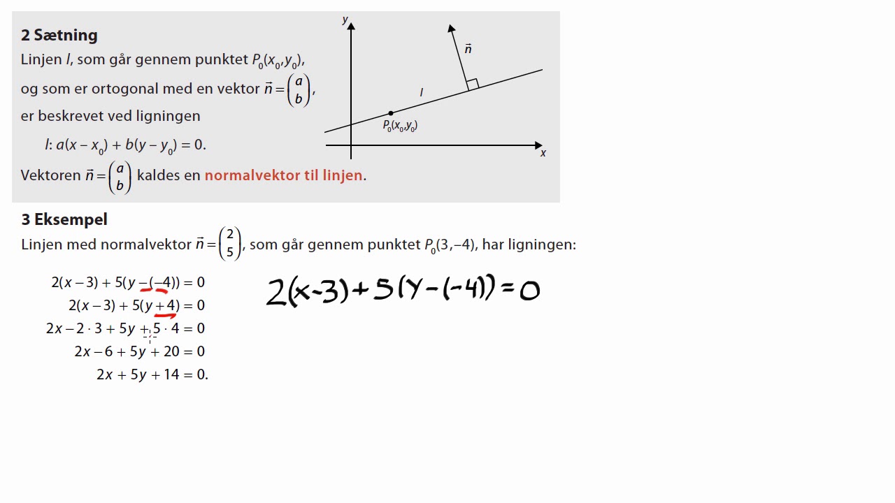 Sætning - Normalvektor til linjen - YouTube