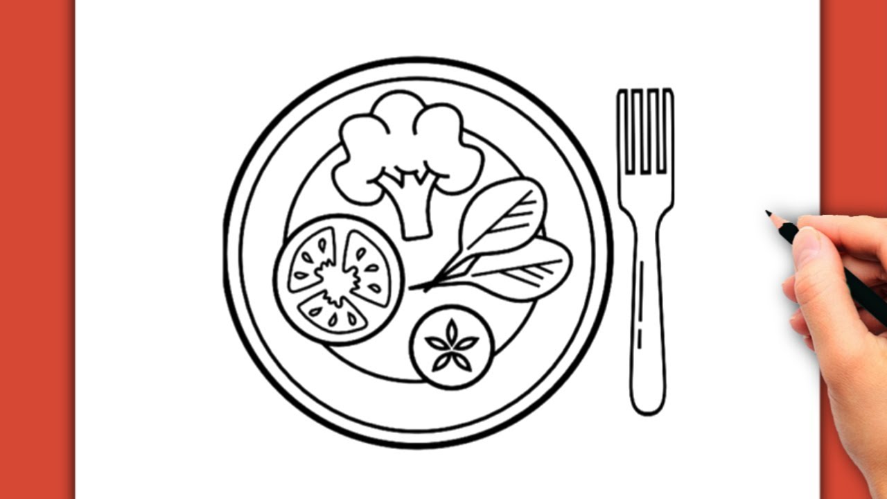 CÓMO DIBUJAR UN PLATO DE ENSALADA - YouTube