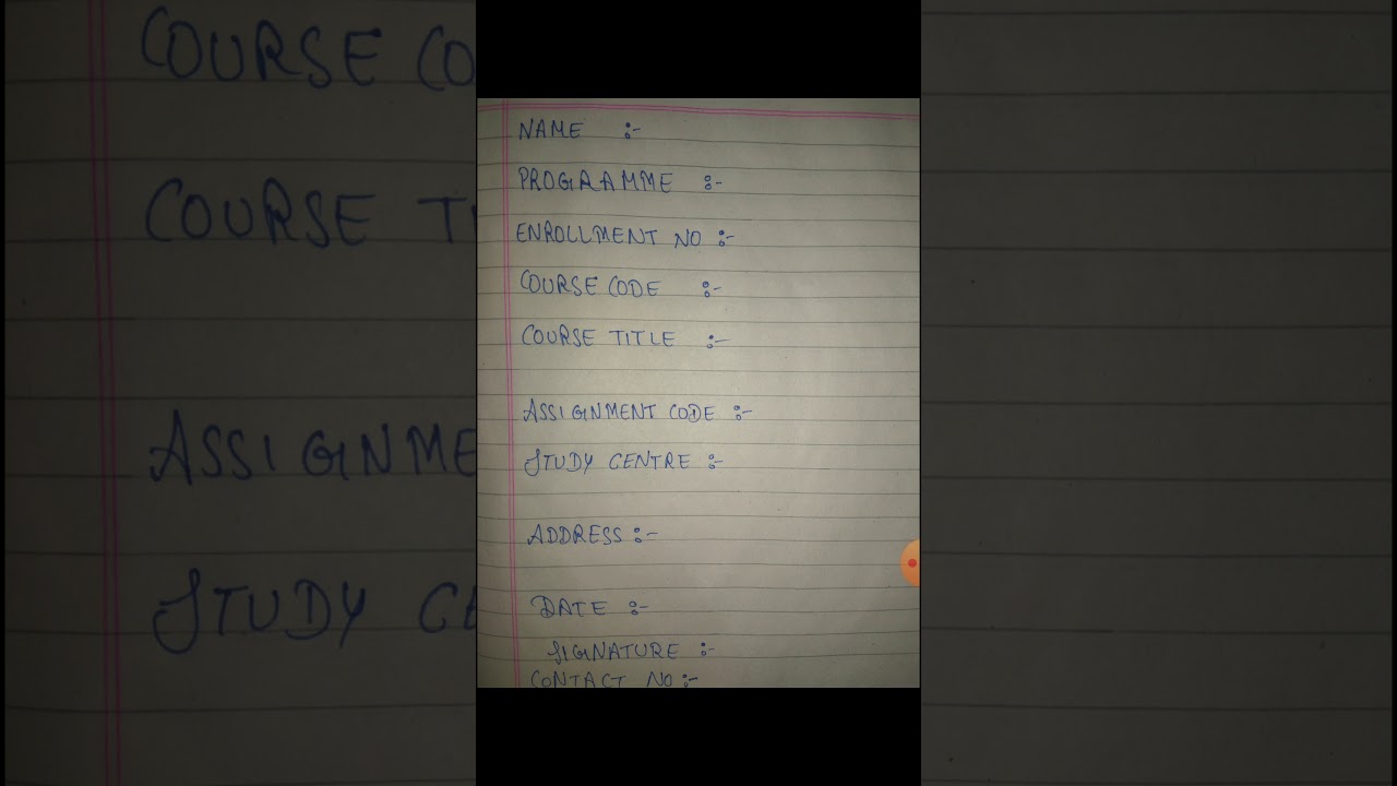 Ignou Assignment First Page YouTube Ignou Assignment First Page YouTube