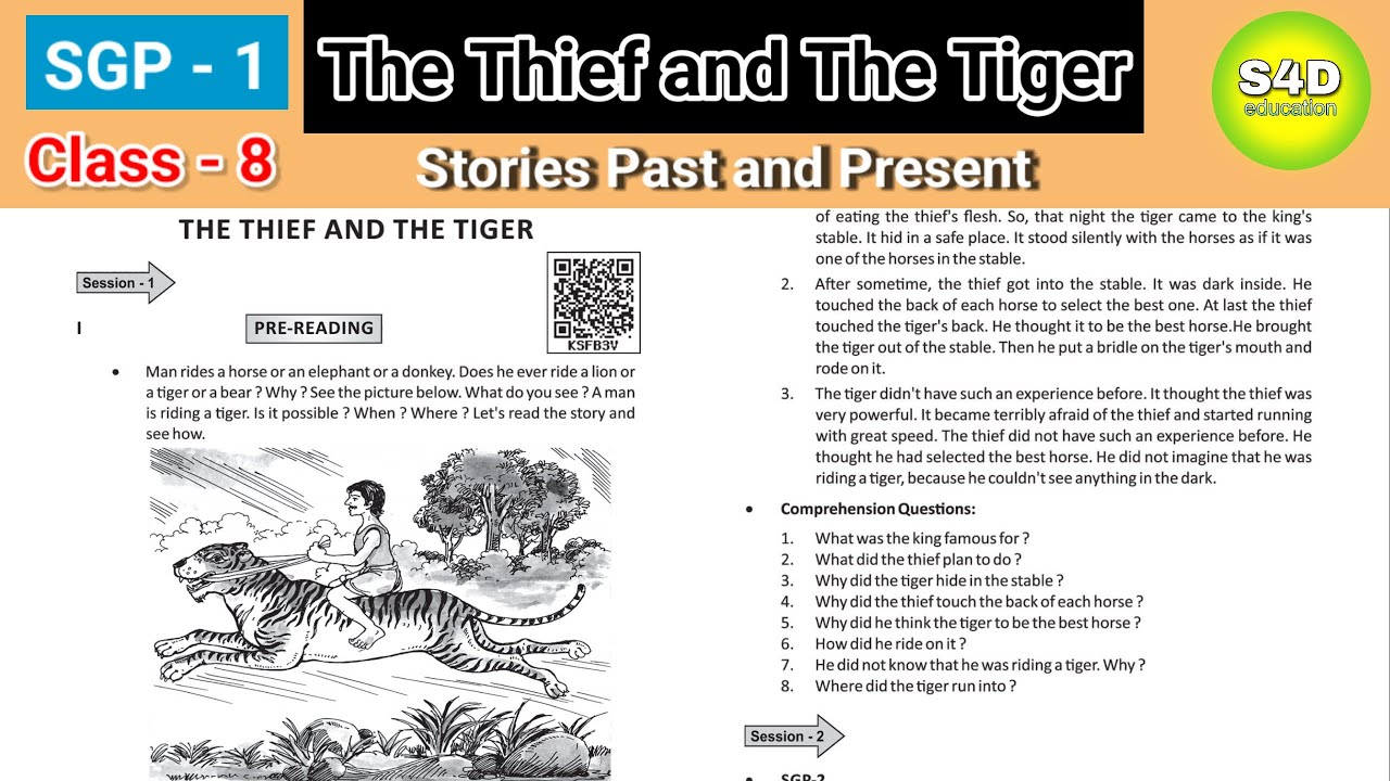 The Thief and the Tiger SGP 1 class 8 English Stories Past and Present ...