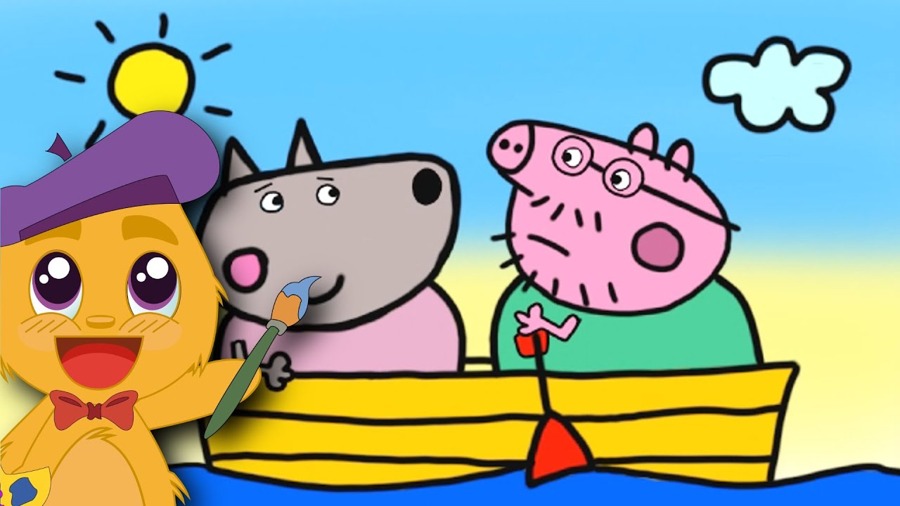 How to draw Papai Pig in the boat / Como desenhar o Papai Pig no Barco ...