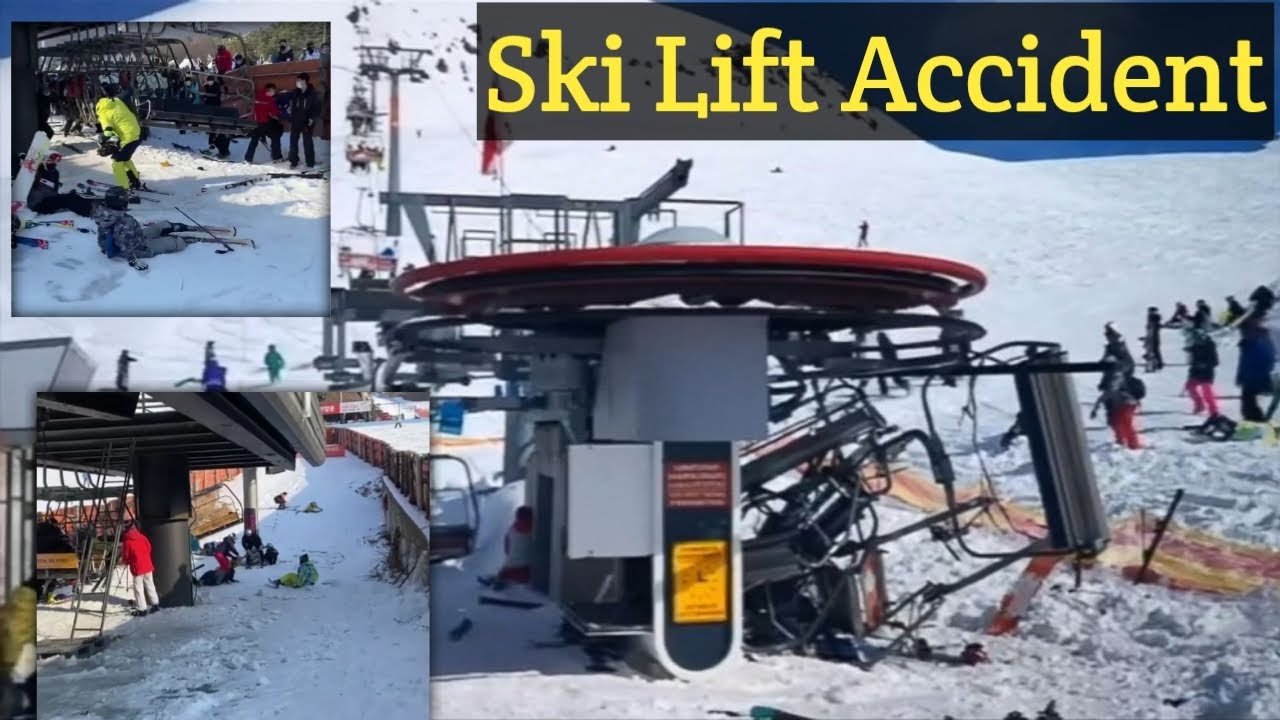Ski Lift Accident//Snow Places//Dangerous Incident//Snow valley area ...