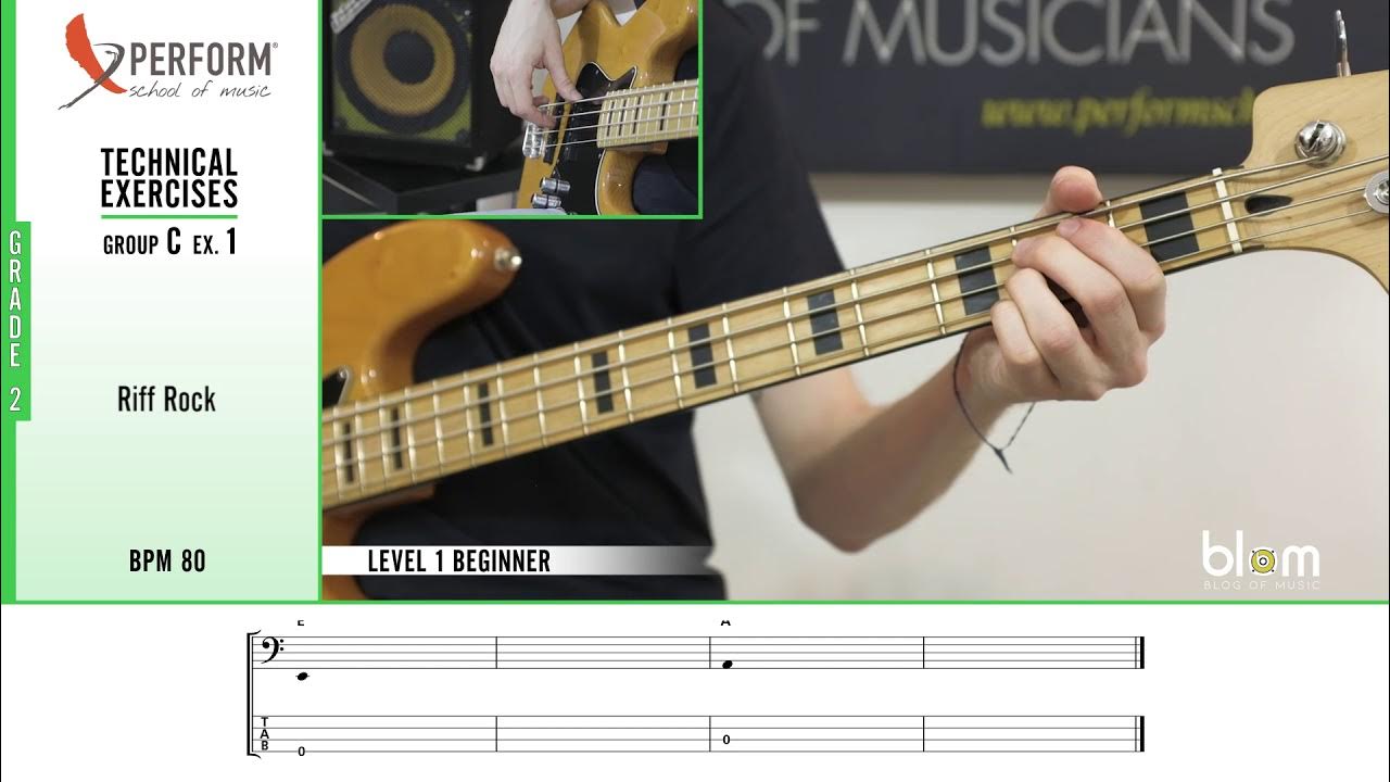 Bass technical exercises - Level 1 - Grade 2 - Group C - Basso (RSL Awards, Rockschool) - YouTube