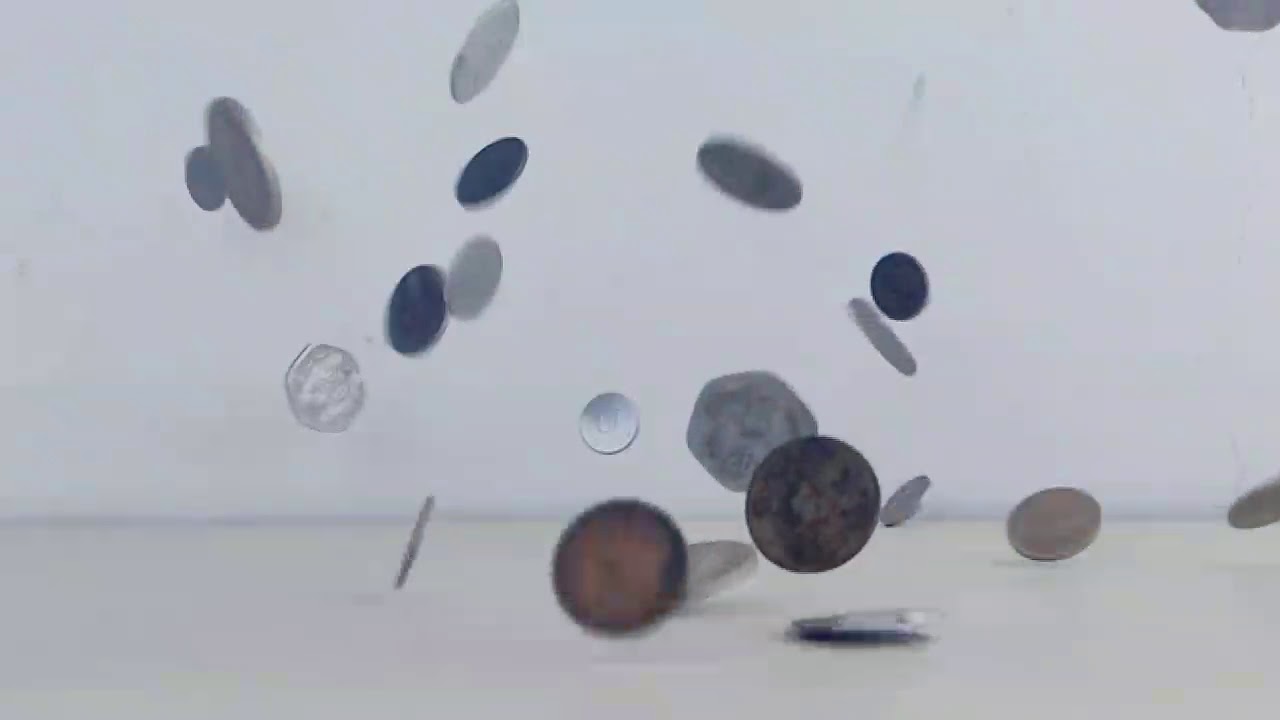 Ultra slow motion coins free fall. Bounce Back ! - YouTube