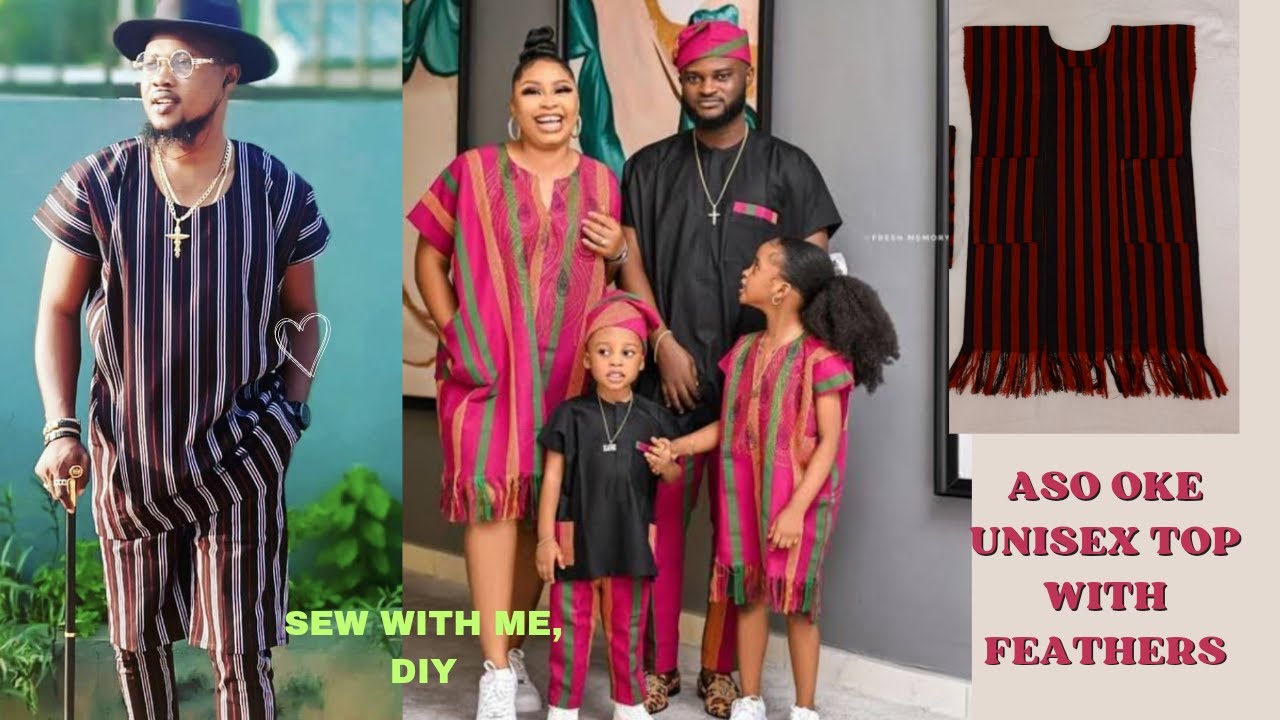 HOW TO MAKE ASO OKE UNISEX TOP WITH FEATHERS IN DETAILED/ASO OKE TOP ...