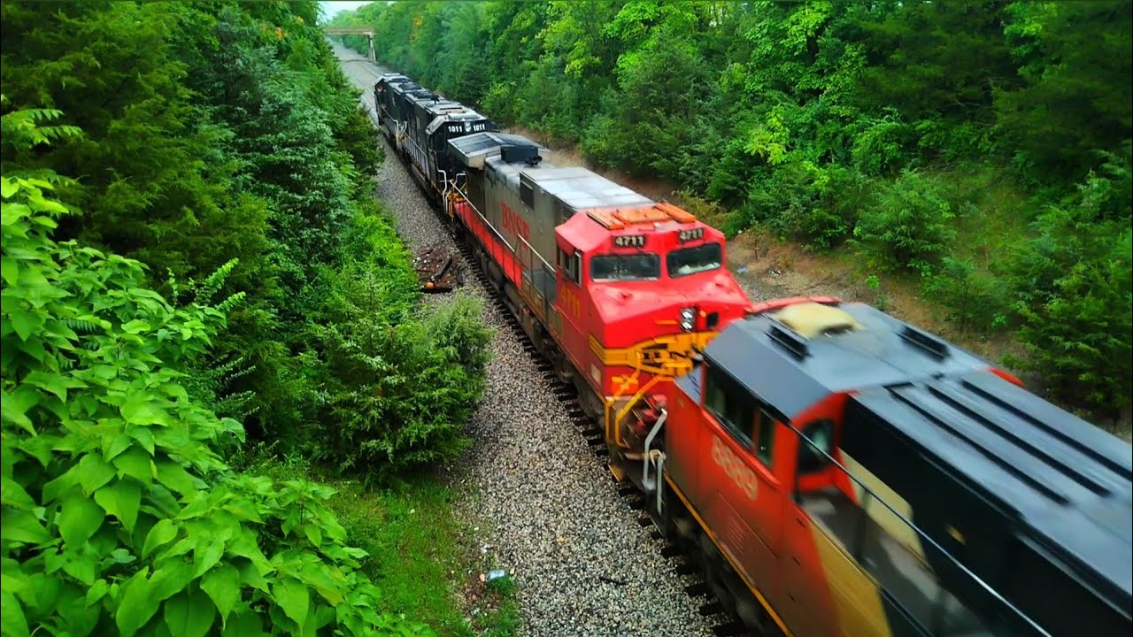 IC #1025, IC #1011, BNSF #4711 Warbonnet, CN #8889, & CN #3910 [Large ...