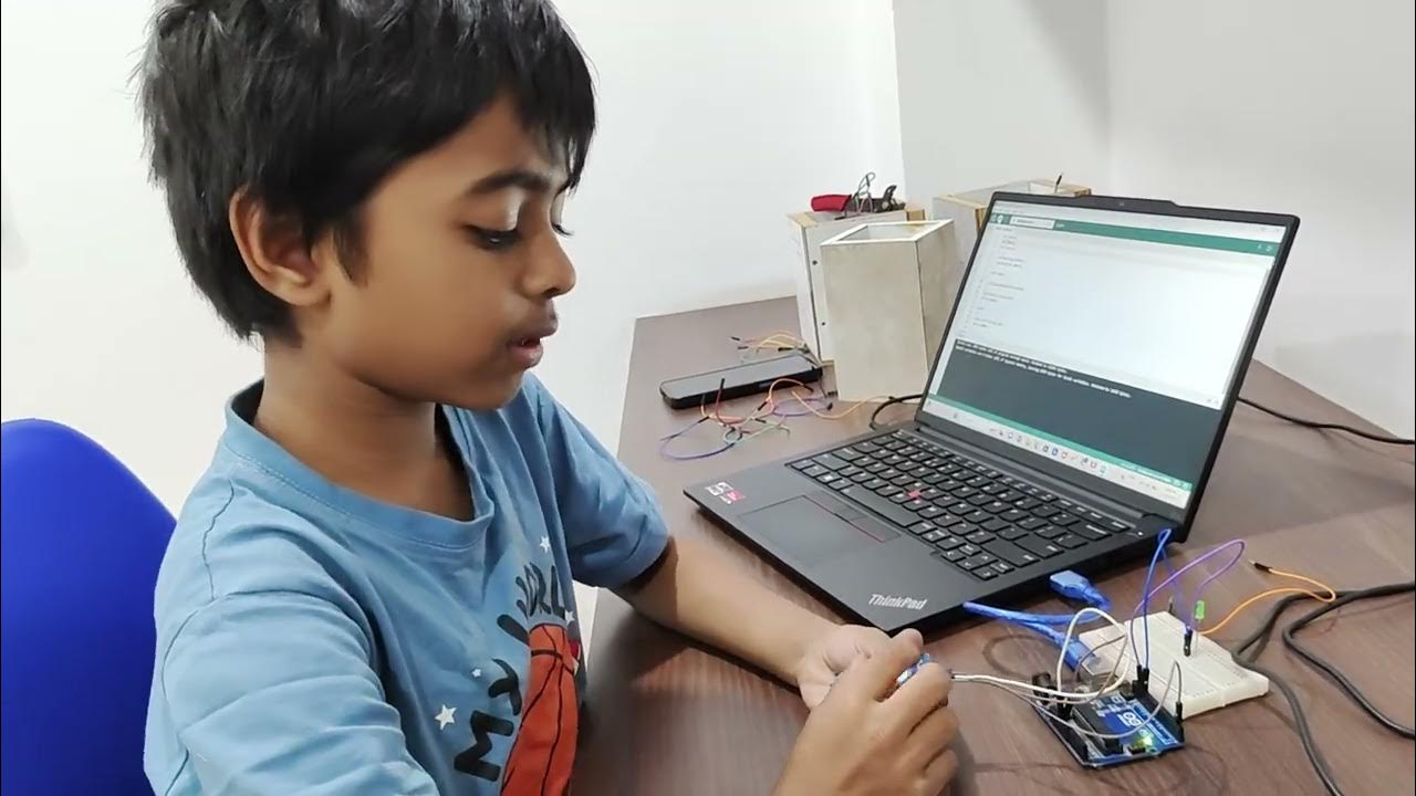 Kid explaining touch sensor project with code in arduino - YouTube