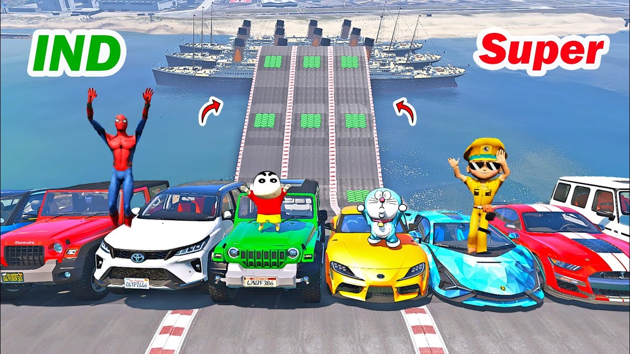 gta 5 Titanic ramp challenge Indian cars vs super cars | gta 5 telugu ...