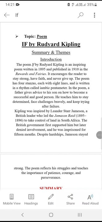 If Poem by Rudyard Kipling Summary | Themes | #literature #poetry # ...