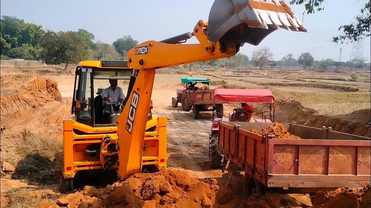 jcb 3dx machine working and Mahindra tractor miti loding video jcb vlogs video jcb lovers - YouTube