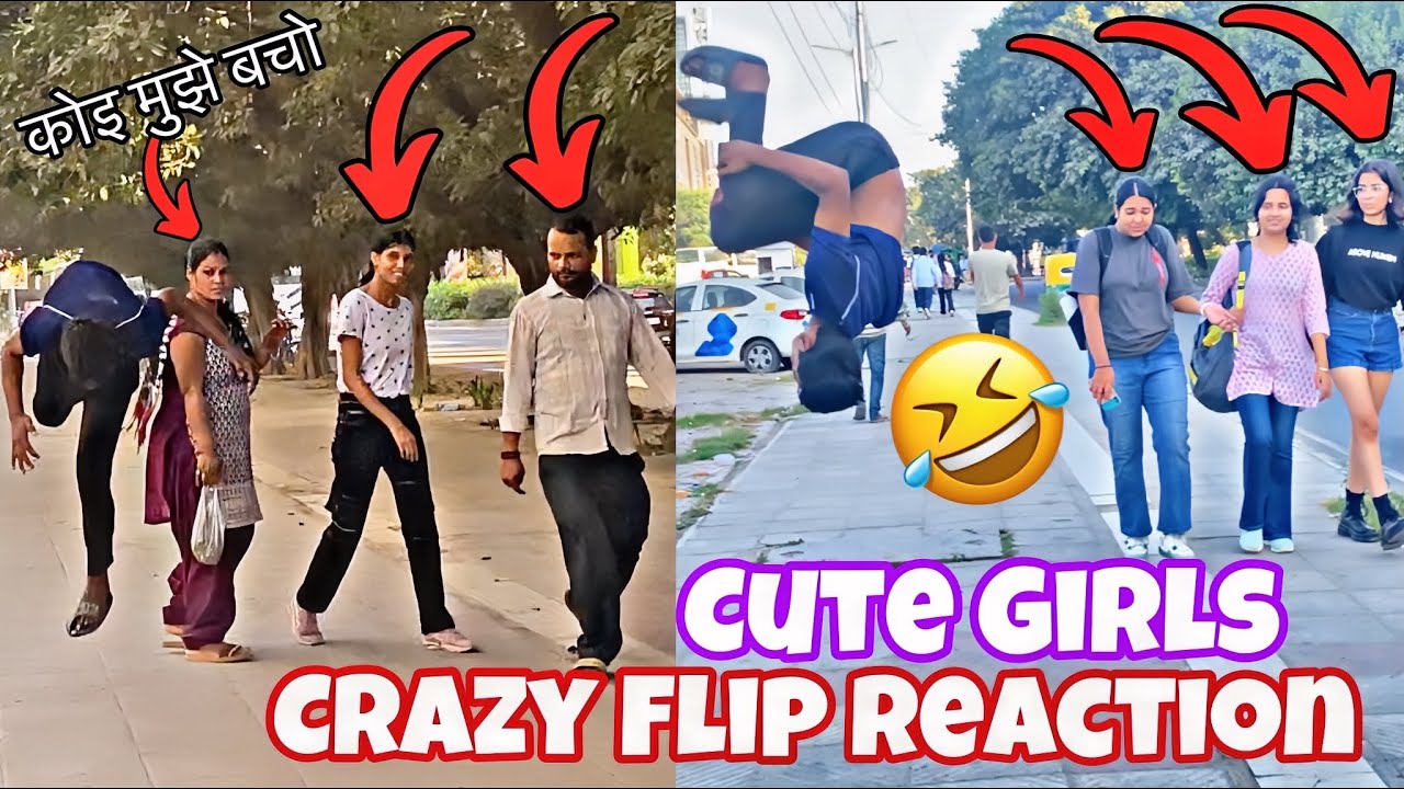 🙈 Cute Girls 😍 Crazy Reaction 😳||Shocking Everyone 😂|| Public Flips ...
